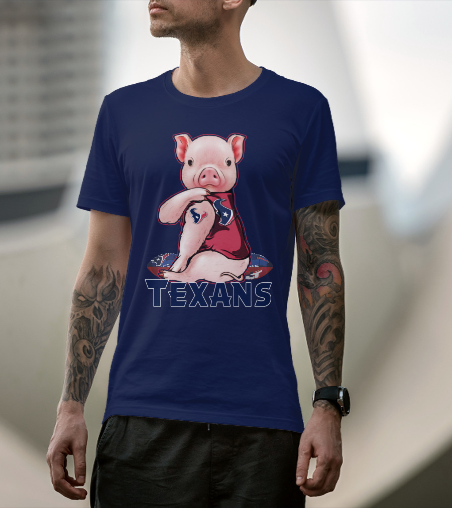 Texans Pig With Houston Logo Football T-Shirt