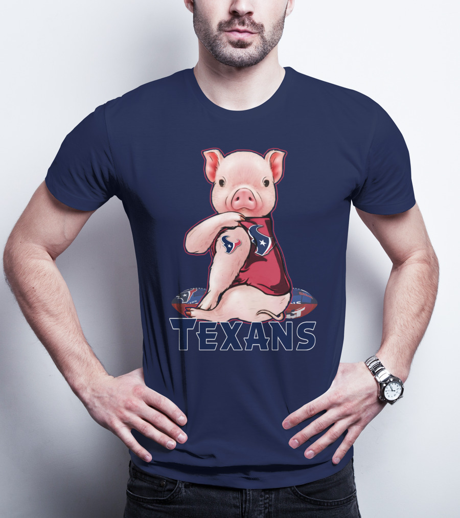 Texans Pig With Houston Logo Football T-Shirt