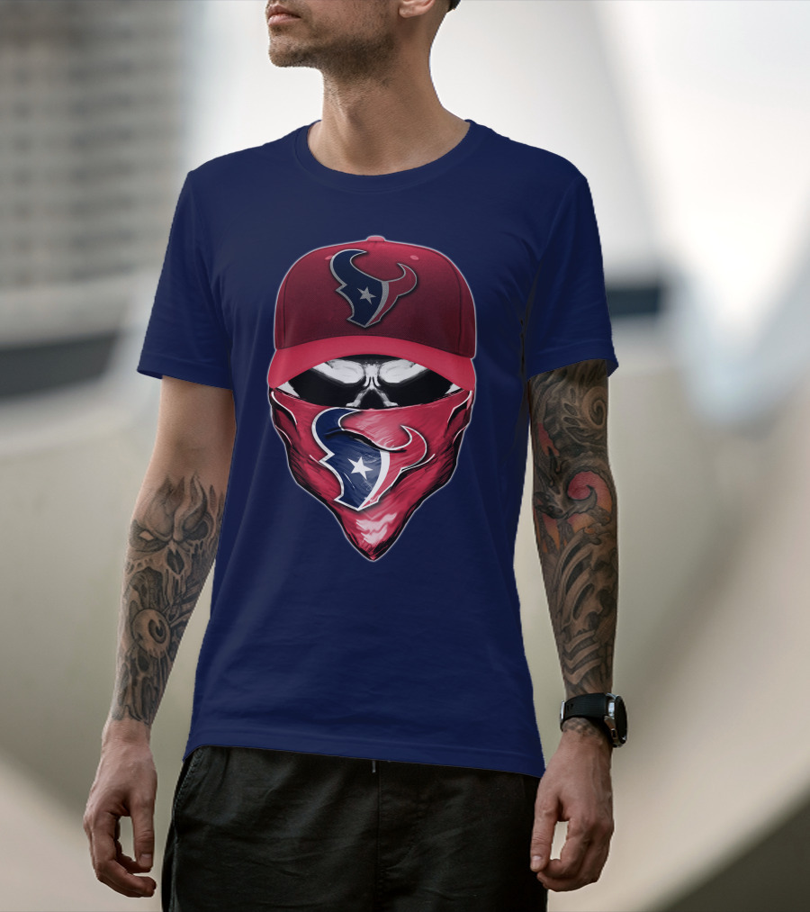 Houston Texans Skull Mask Hat T-Shirt