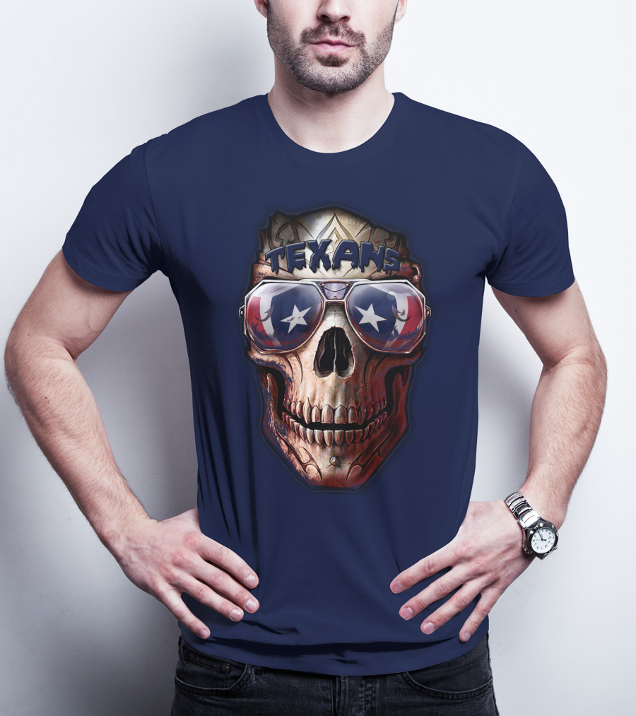 Texans Skull With Star Sunglasses T-Shirt