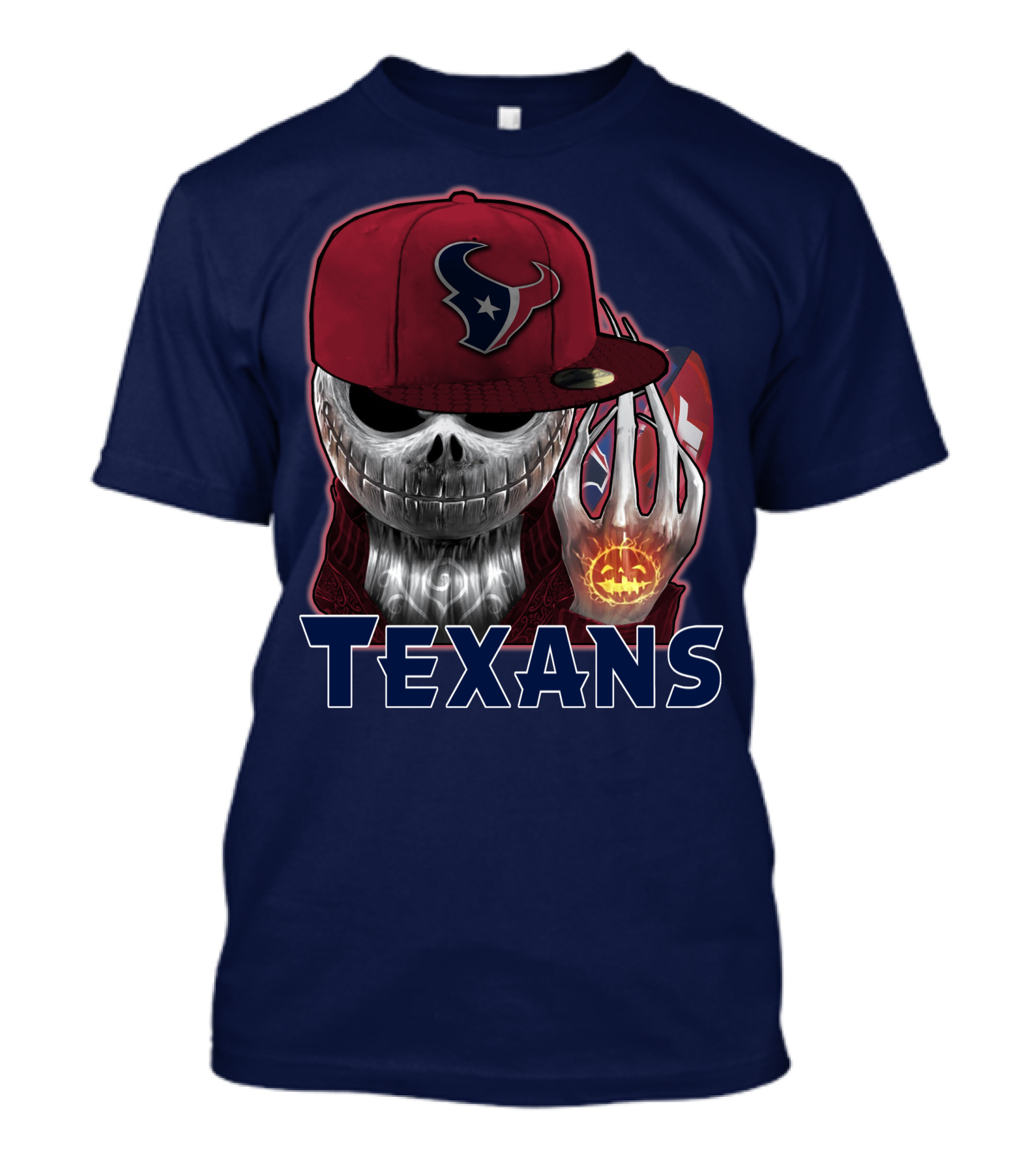 Jackskull Texans Football Halloween Pumpkin T-Shirt