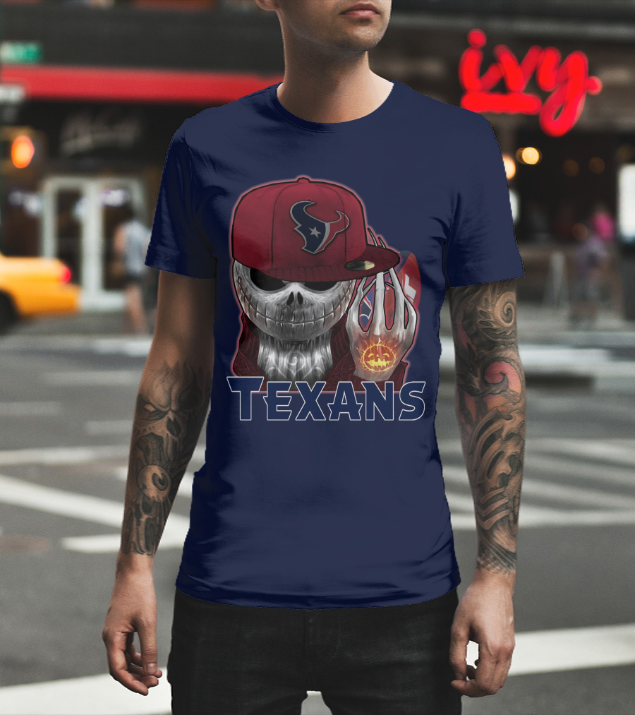 Jackskull Texans Football Halloween Pumpkin T-Shirt