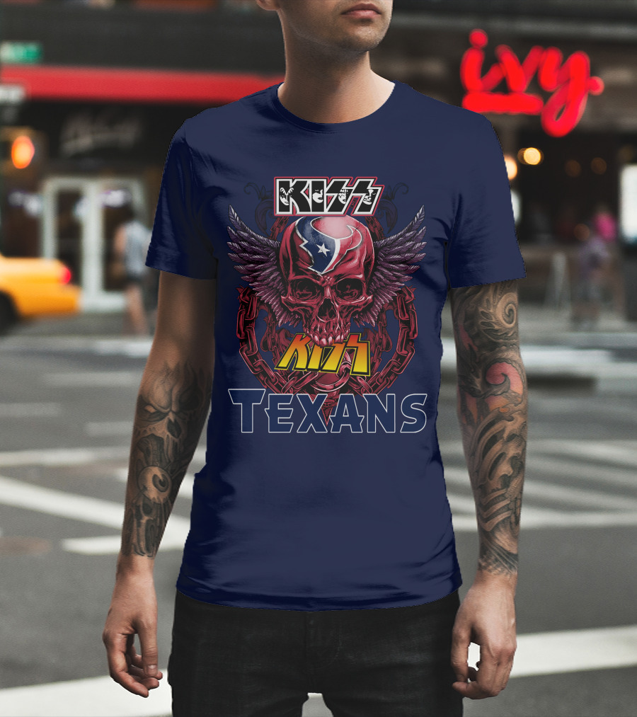 KISS Houston Texans Skull Wings T-Shirt