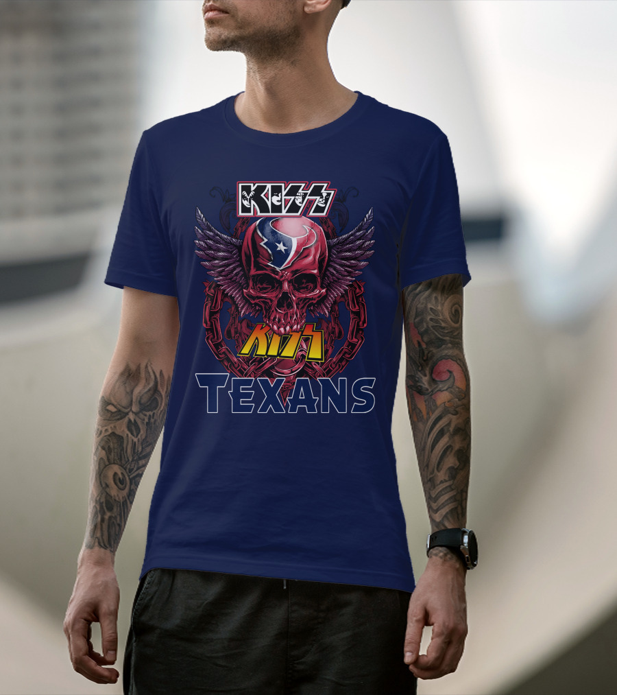 KISS Houston Texans Skull Wings T-Shirt