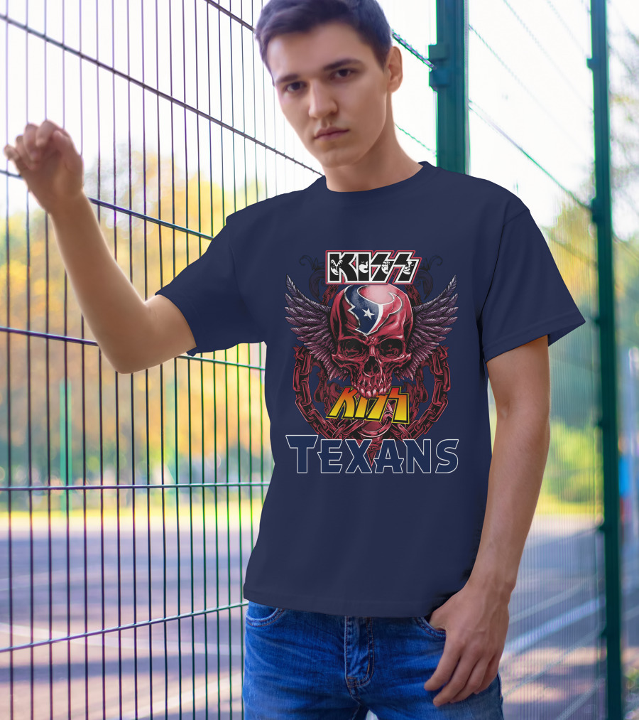 KISS Houston Texans Skull Wings T-Shirt