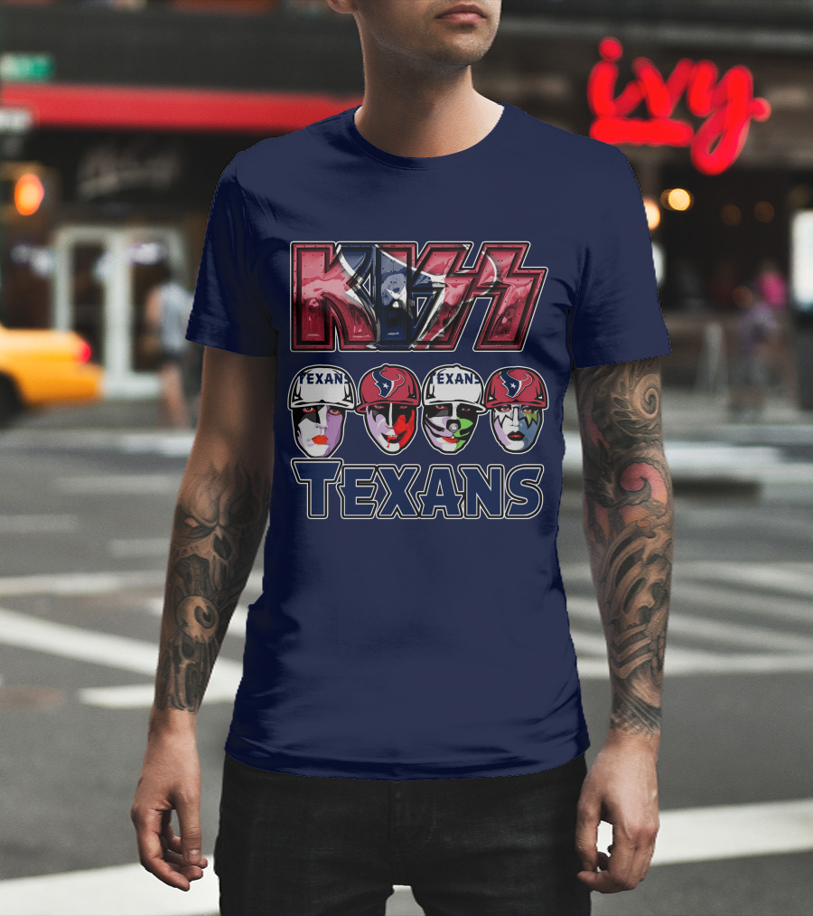 Kiss Texans Band Face Paint NFL T-Shirt