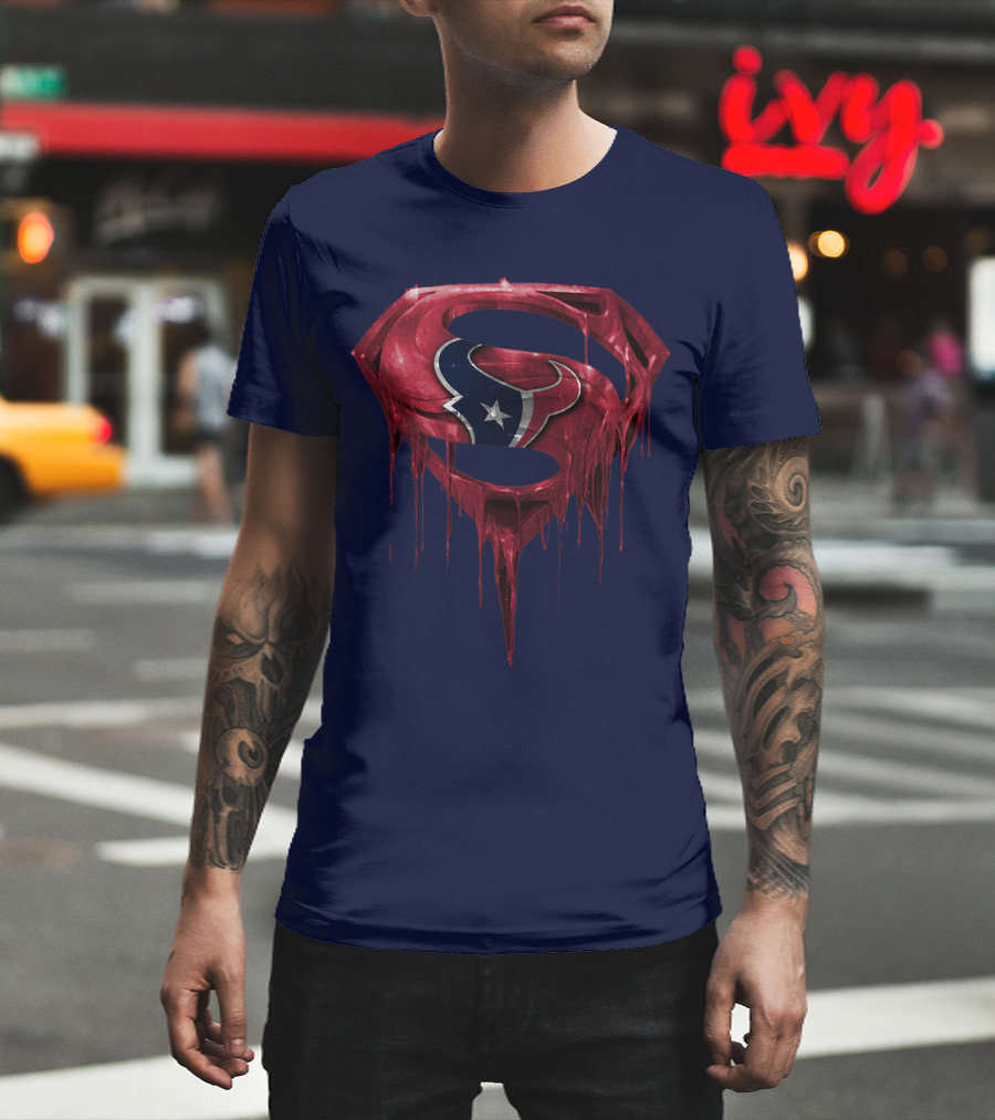 Superman Houston Texans Logo Fusion T-Shirt