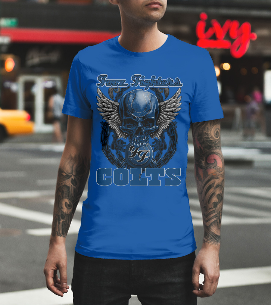 Foo Fighters Indianapolis Colts Wings Skull T-Shirt