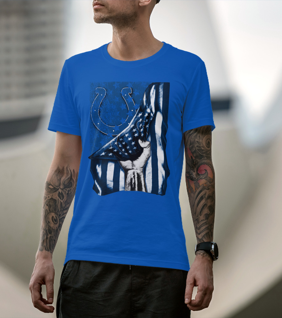 Indianapolis Colts American Flag Horseshoe T-Shirt