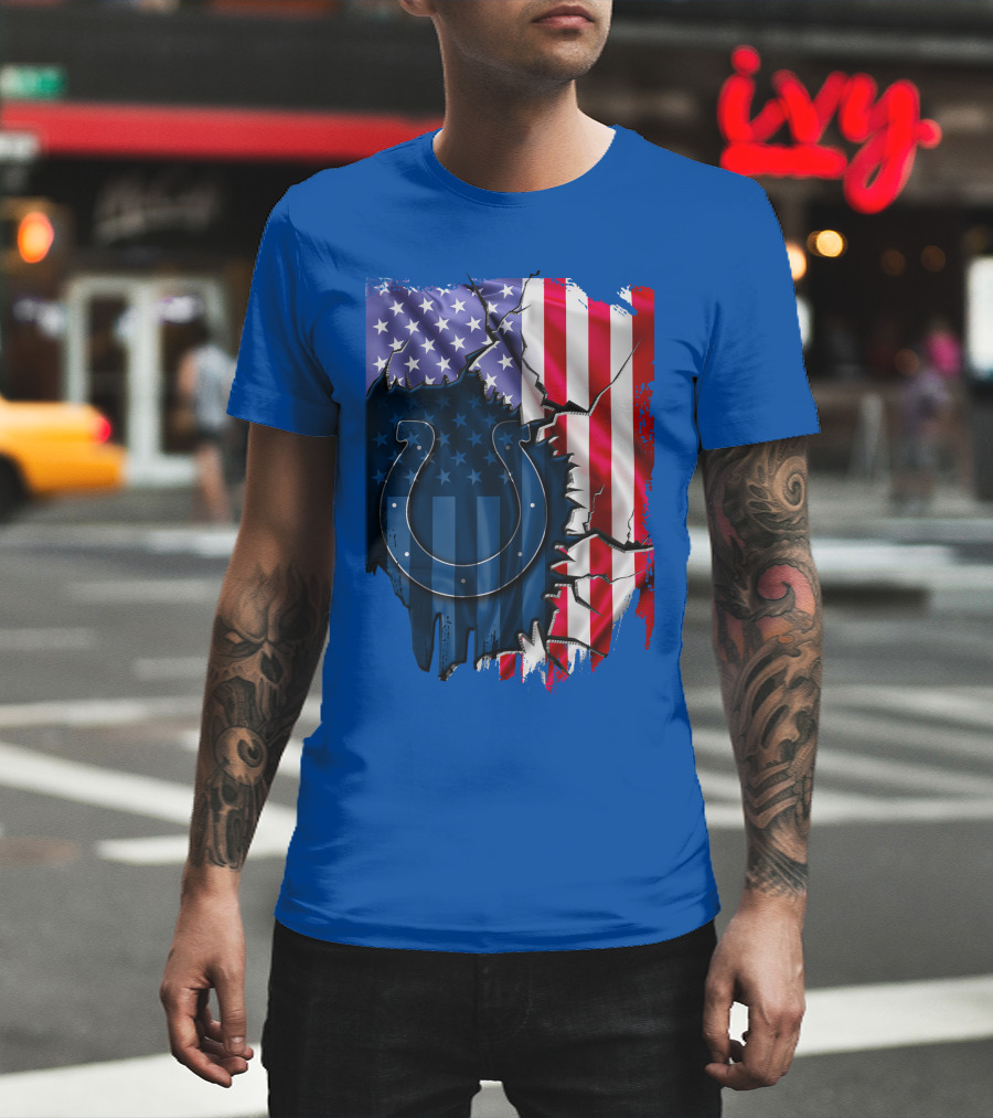 American Flag Indianapolis Colts Horseshoe T-Shirt