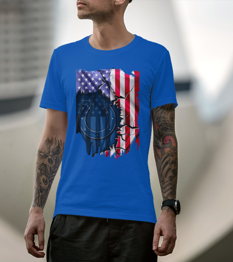American Flag Indianapolis Colts Horseshoe T-Shirt