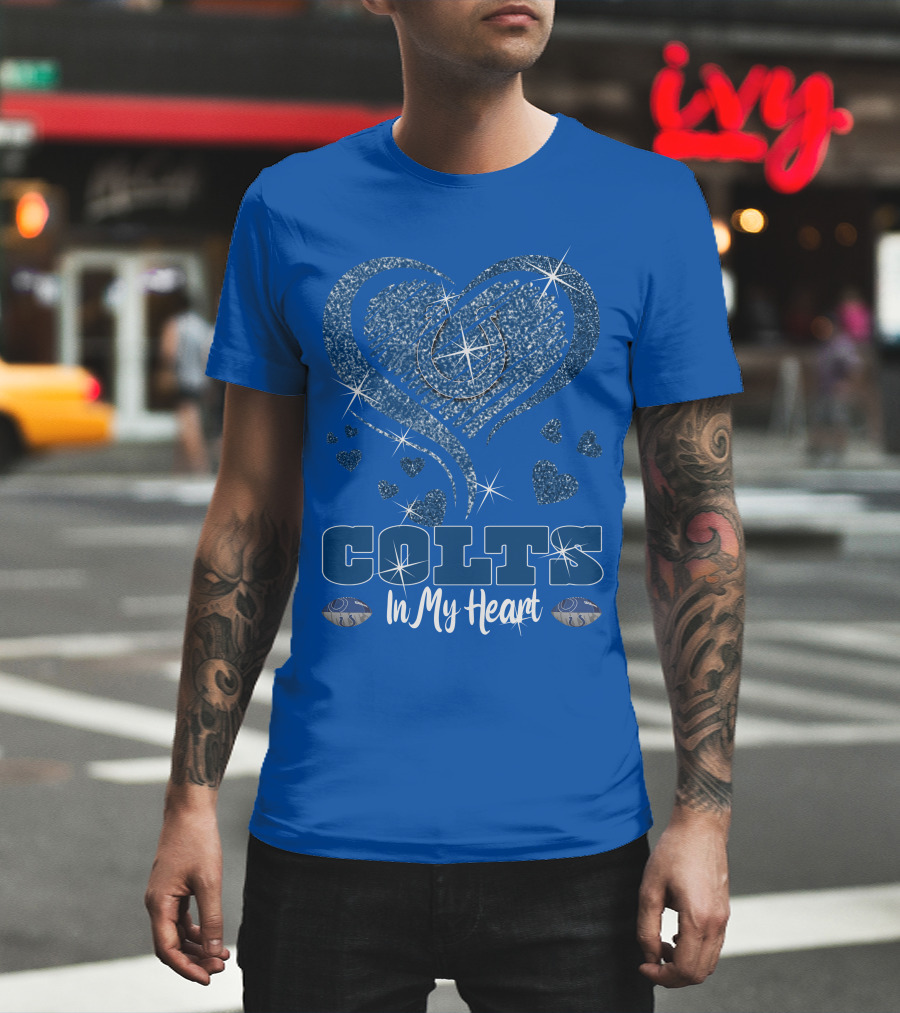 Colts In My Heart Sparkling Blue Heart T-Shirt