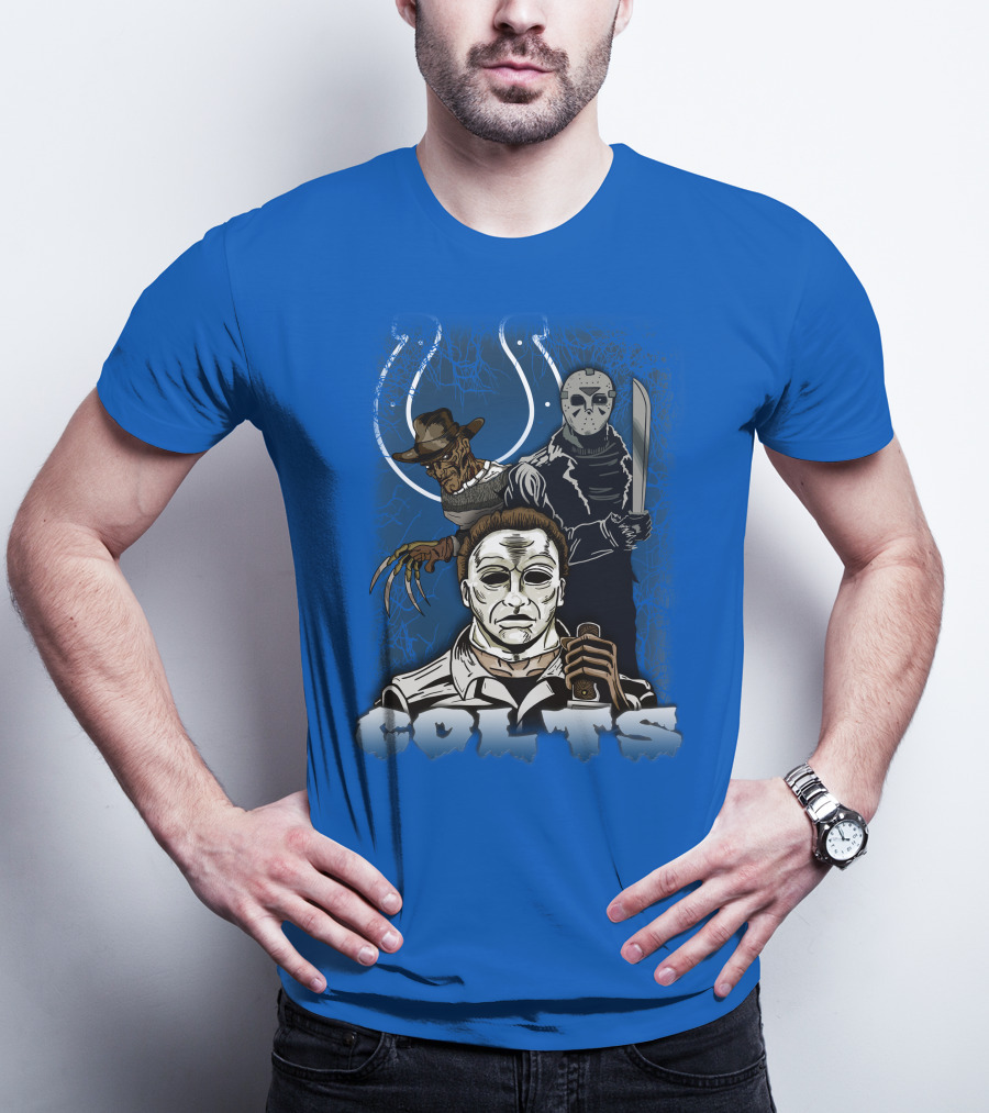 Colts Indianapolis Horror Characters Halloween Mashup T-Shirt
