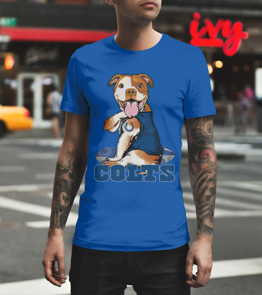 Colts Pittbull Indianapolis Colts Football Fan Dog T-Shirt
