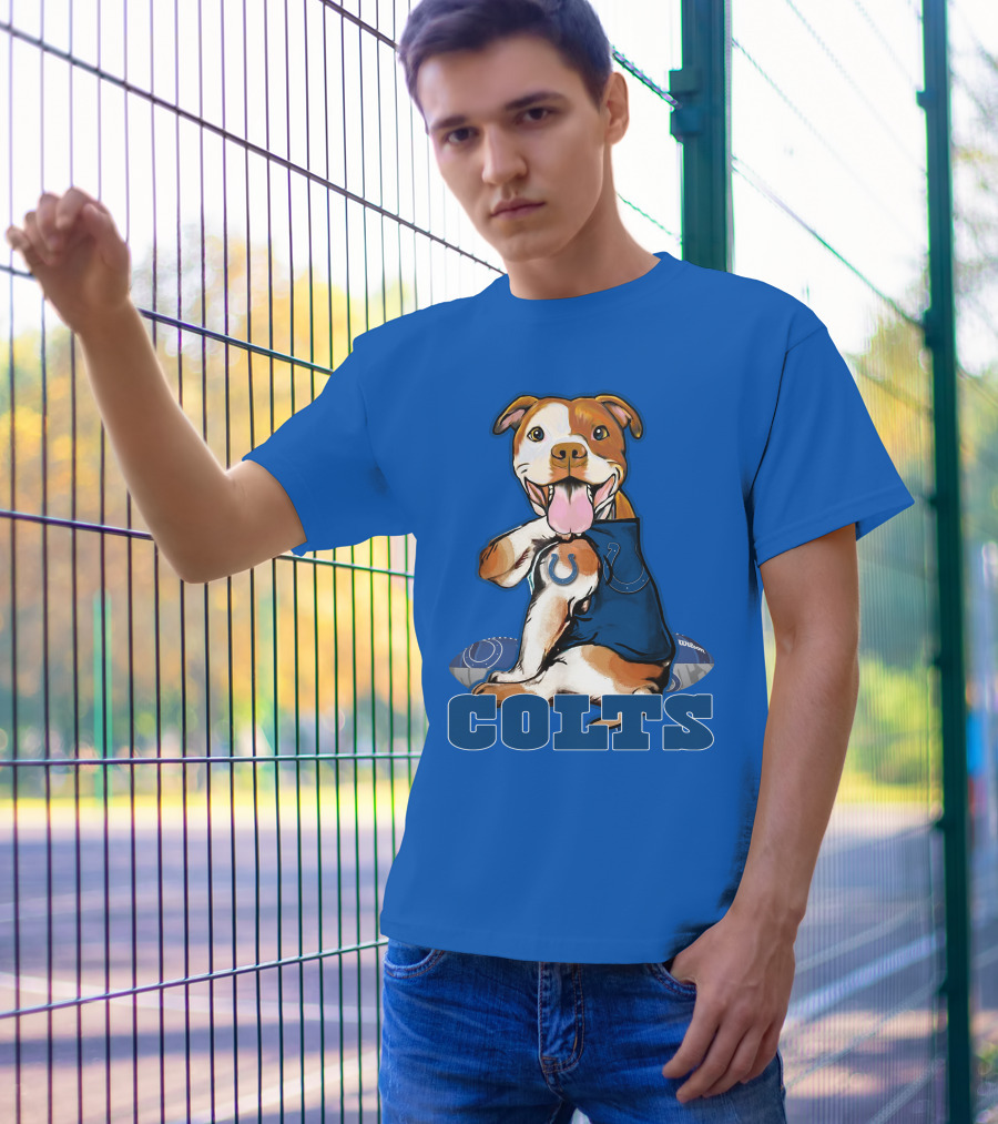 Colts Pittbull Indianapolis Colts Football Fan Dog T-Shirt