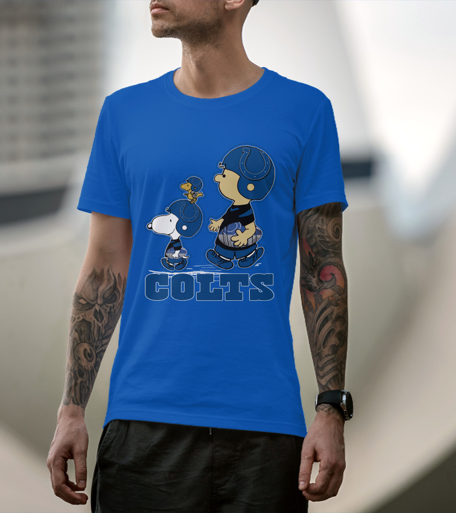 Snpfootball Indianapolis Colts Characters Blue Helmets T-Shirt