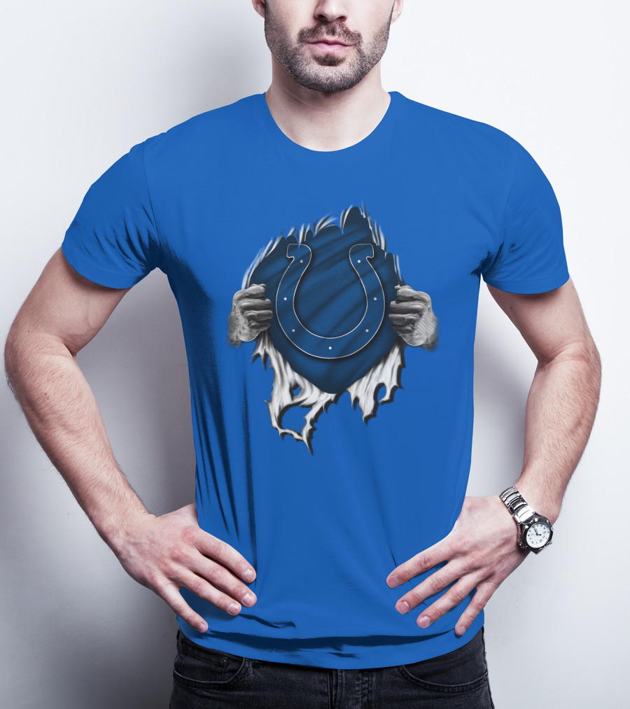 Torn Indianapolis Colts Logo With Ripping Hands T-Shirt