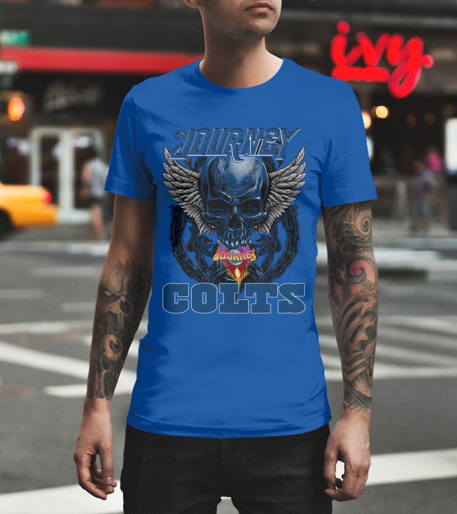 Journey Indianapolis Colts Skull Wings Chains T-Shirt