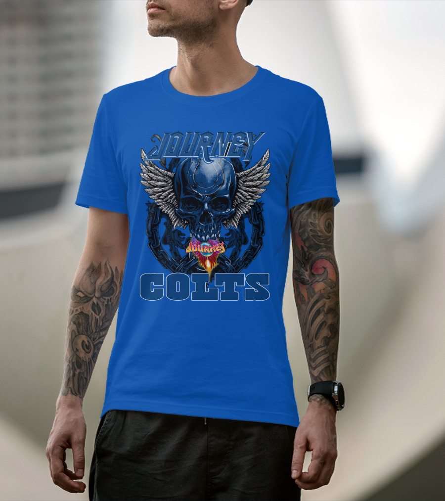 Journey Indianapolis Colts Skull Wings Chains T-Shirt