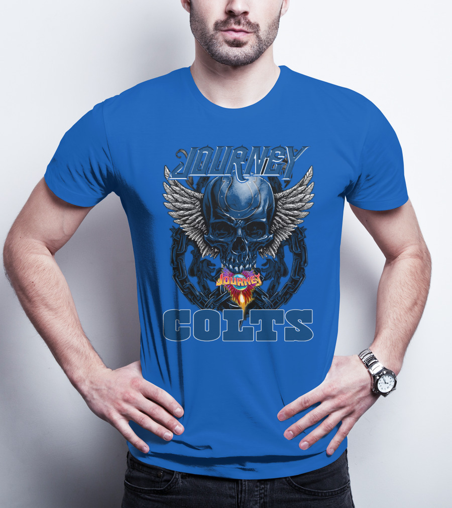 Journey Indianapolis Colts Skull Wings Chains T-Shirt