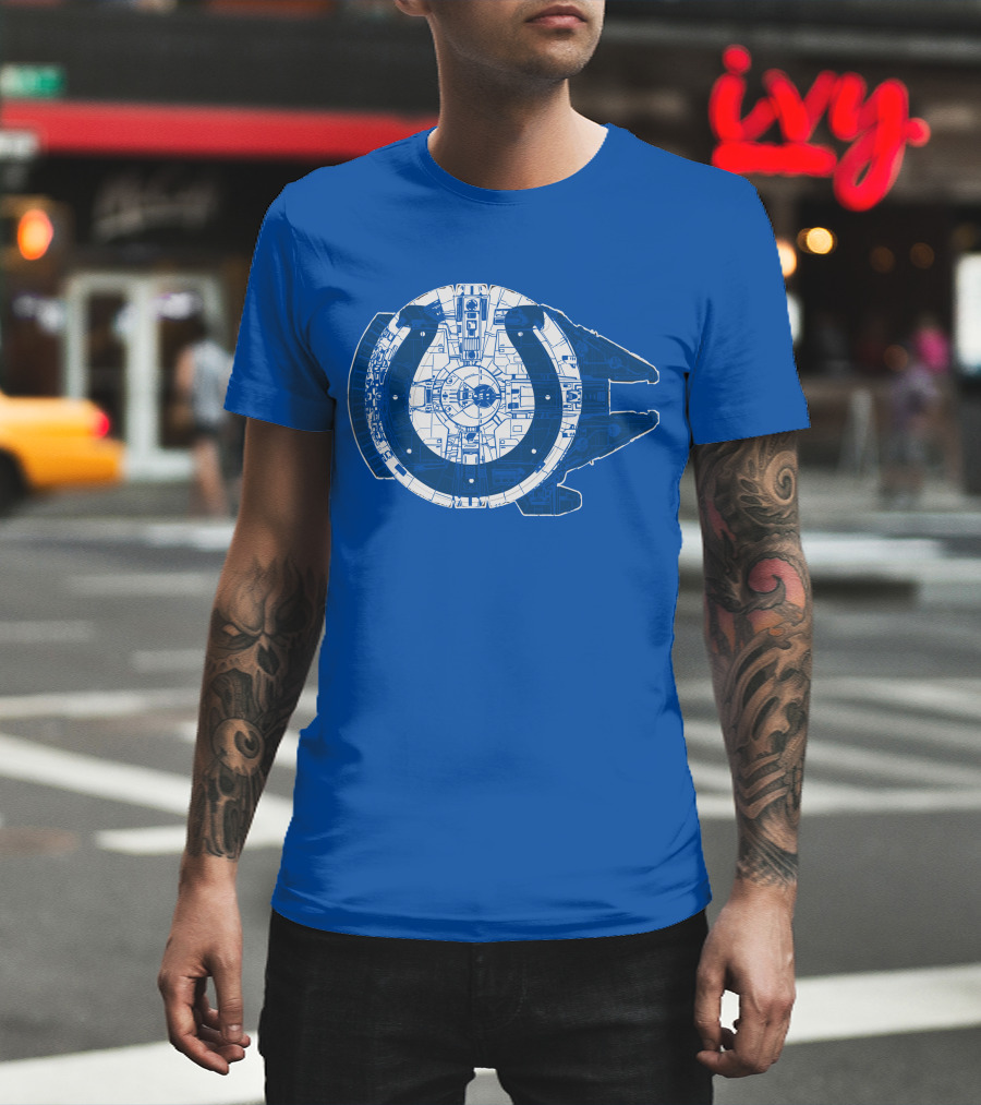 Indianapolis Colts 55 Millennium Falcon Blueprint T-Shirt
