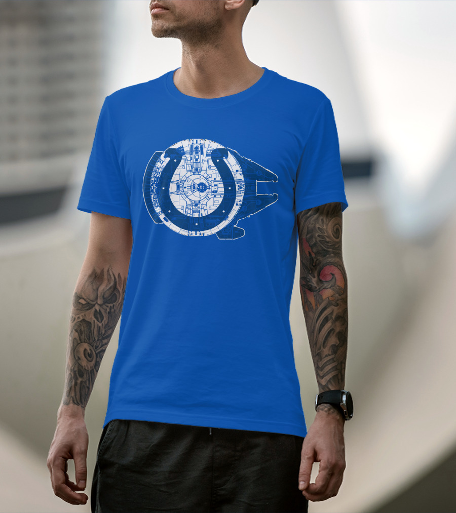 Indianapolis Colts 55 Millennium Falcon Blueprint T-Shirt