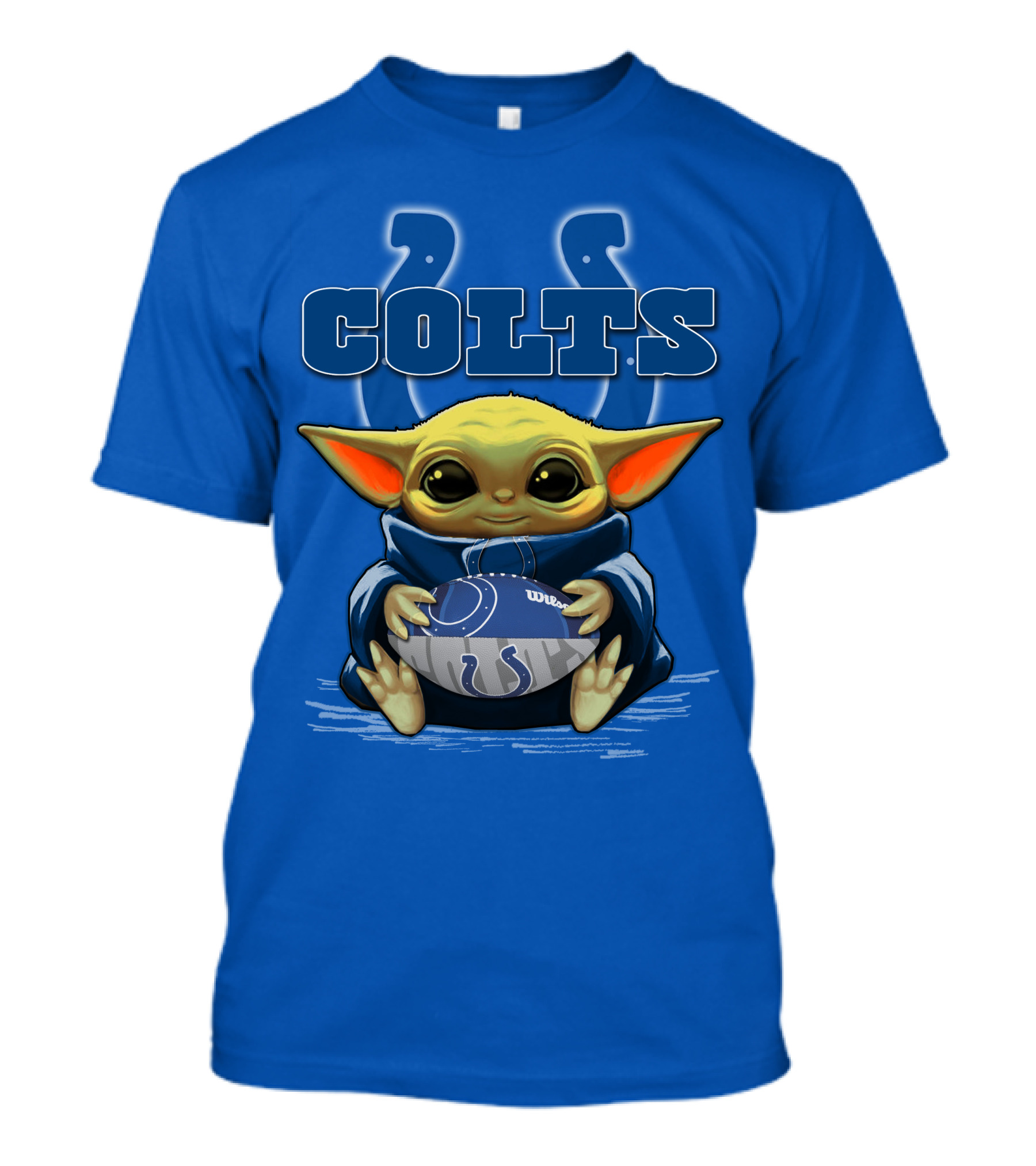 Colts Baby Yoda Holding Indianapolis Football T-Shirt
