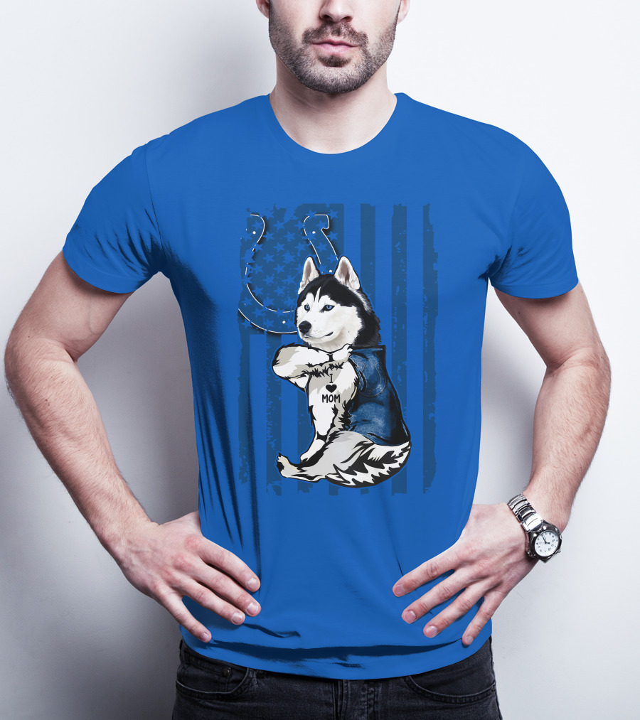 Siberian Husky Mom Indianapolis Colts Blue Iconic Fan Loyalty T-Shirt