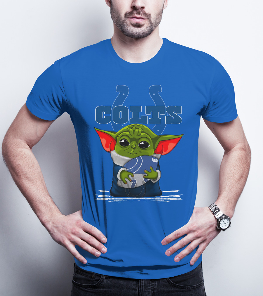 Yoda Holding Football With Indianapolis Colts T-Shirt
