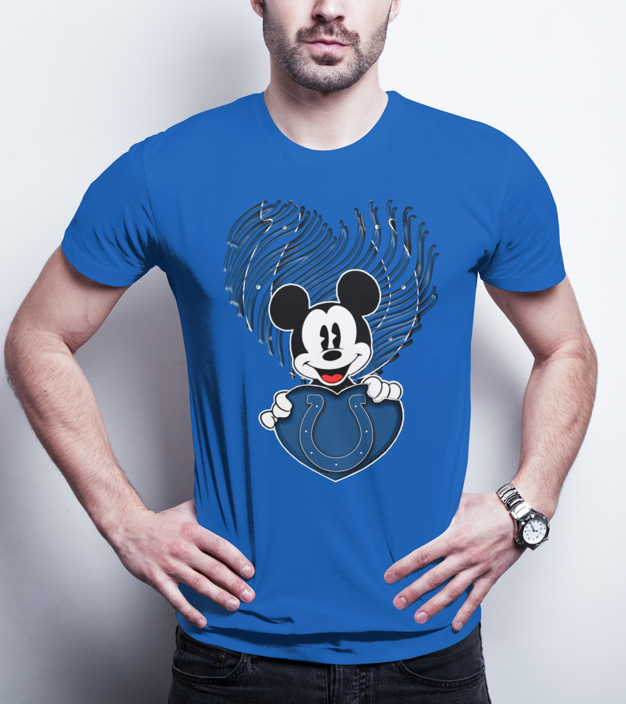 Mick Mickey Heart Indianapolis Colts Iconic Blue Fan T-Shirt