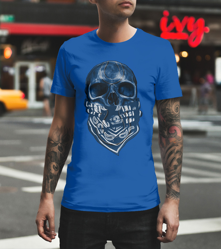 Indianapolis Colts Bandana Skull T-Shirt