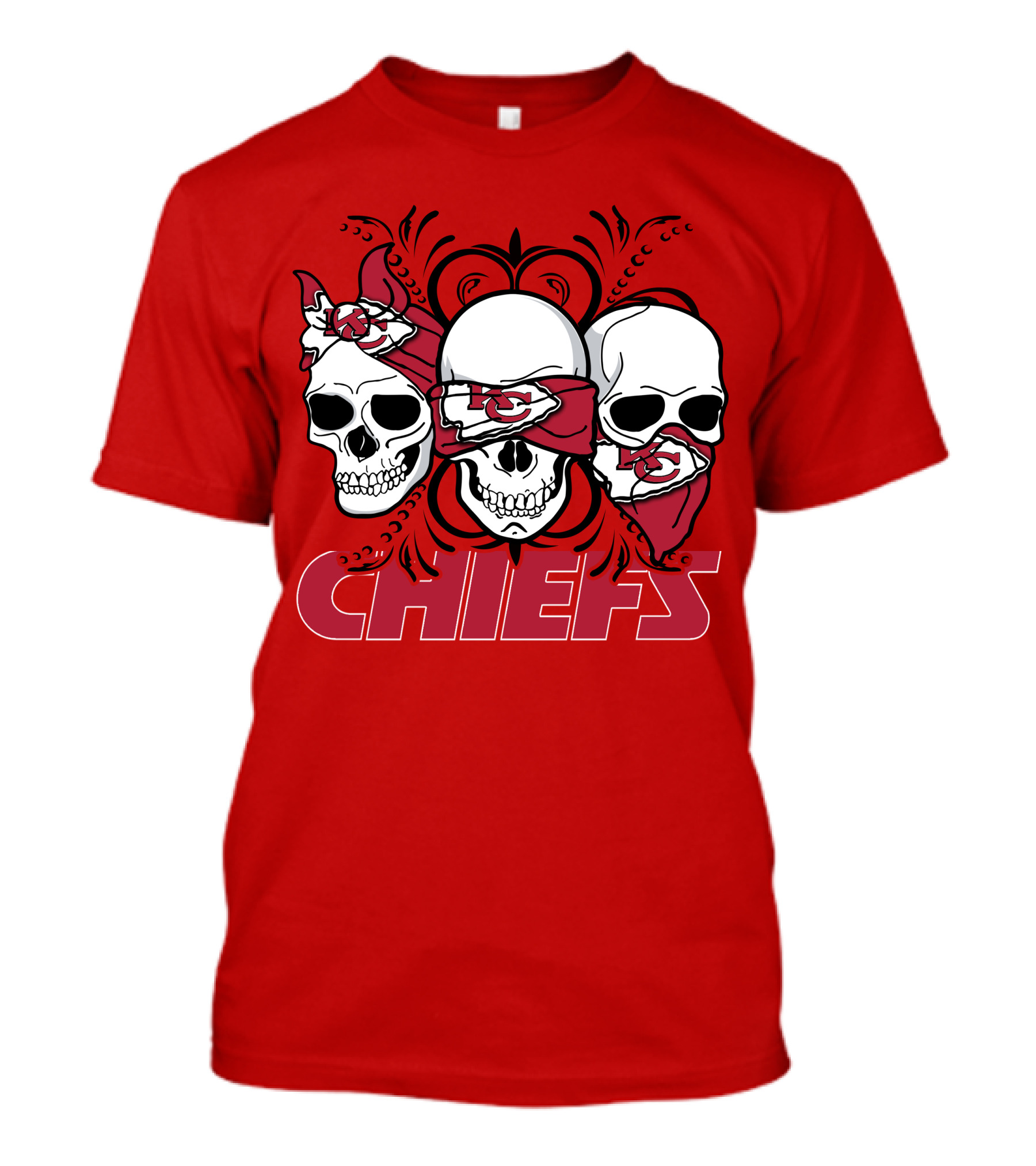Kansas City Chiefs 3 Skull Bandanas T-Shirt
