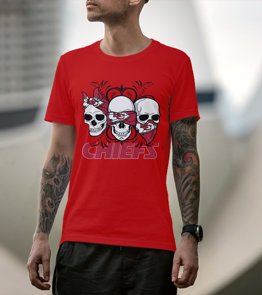 Kansas City Chiefs 3 Skull Bandanas T-Shirt
