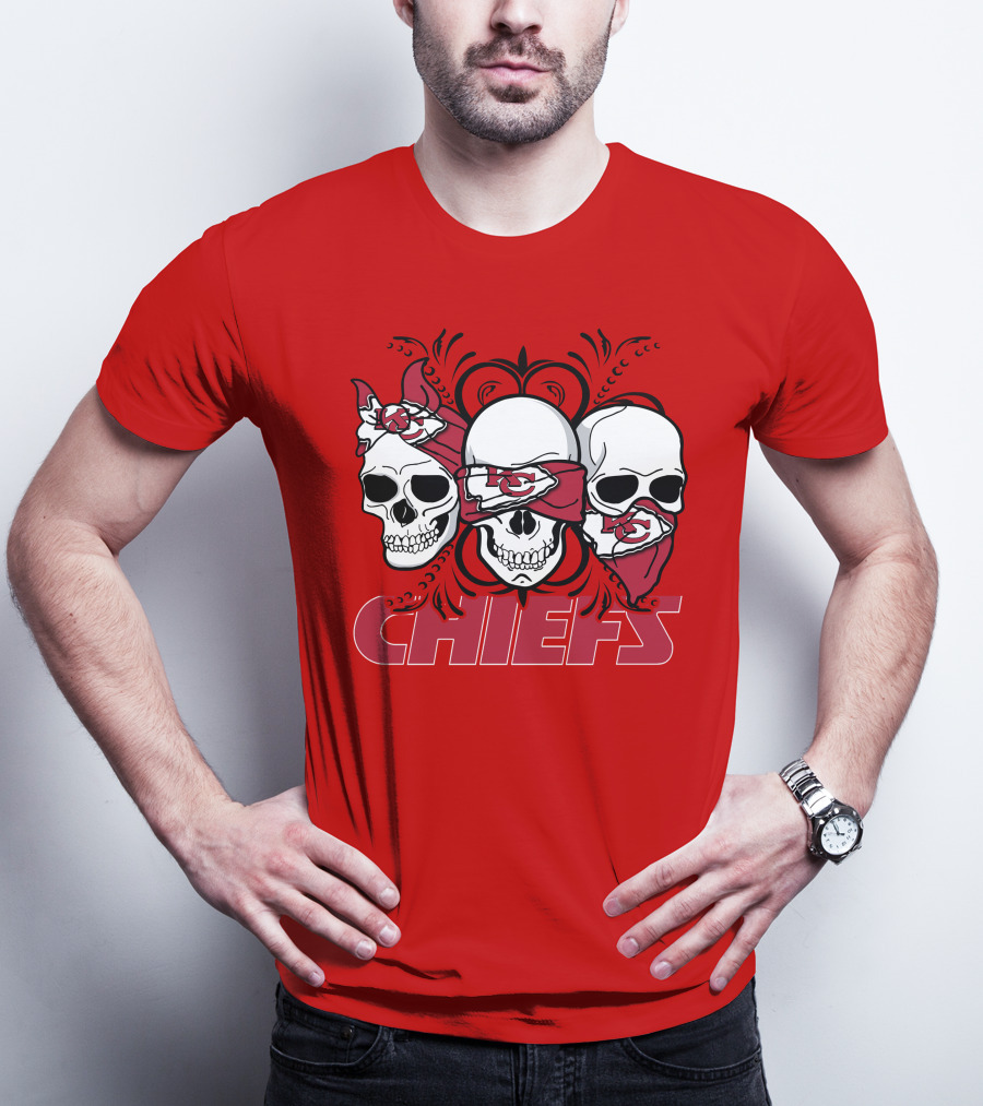 Kansas City Chiefs 3 Skull Bandanas T-Shirt