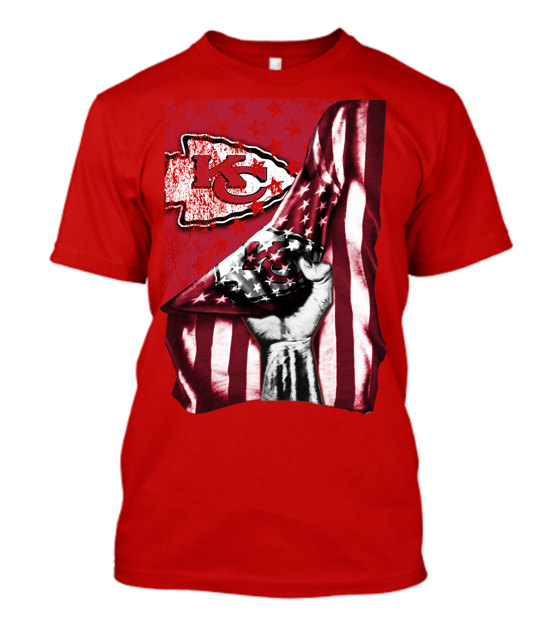 Kansas City Chiefs Arrowhead With American Flag Motif T-Shirt