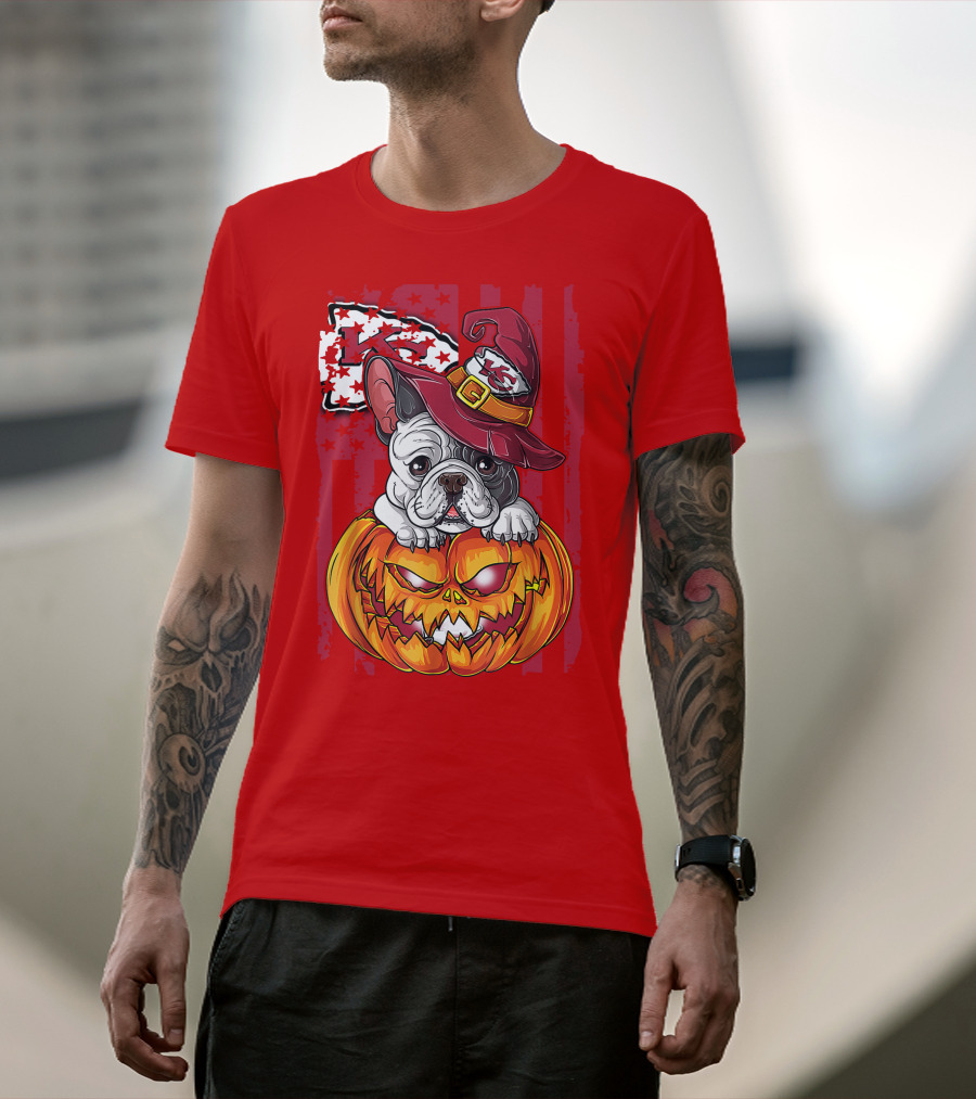 Hlw Bulldog Halloween Kansas City Chiefs Pumpkin T-Shirt