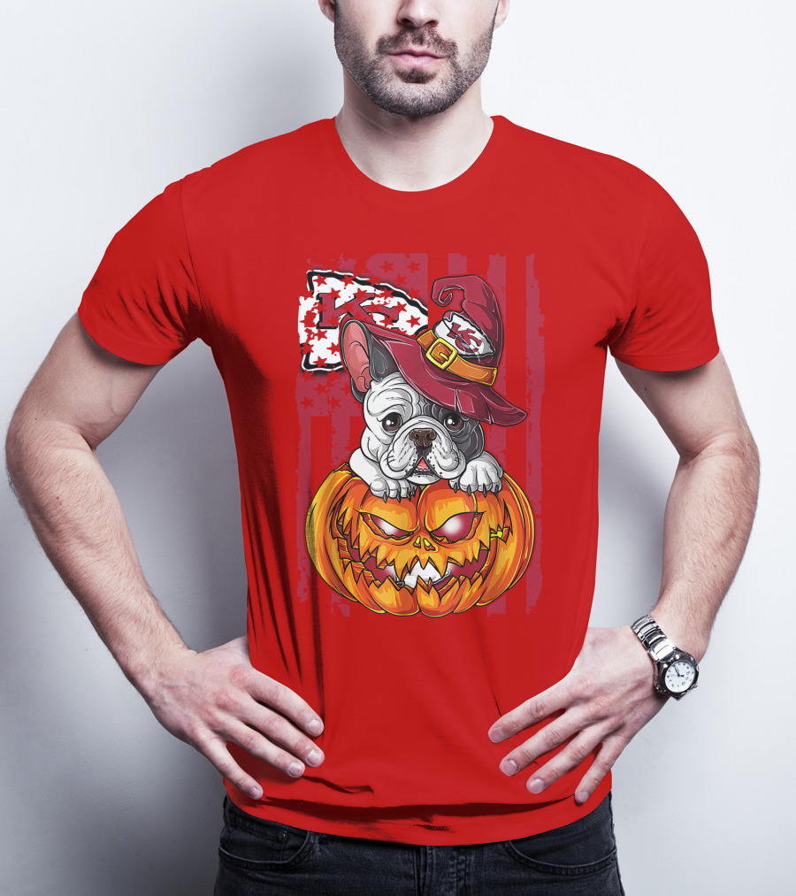 Hlw Bulldog Halloween Kansas City Chiefs Pumpkin T-Shirt