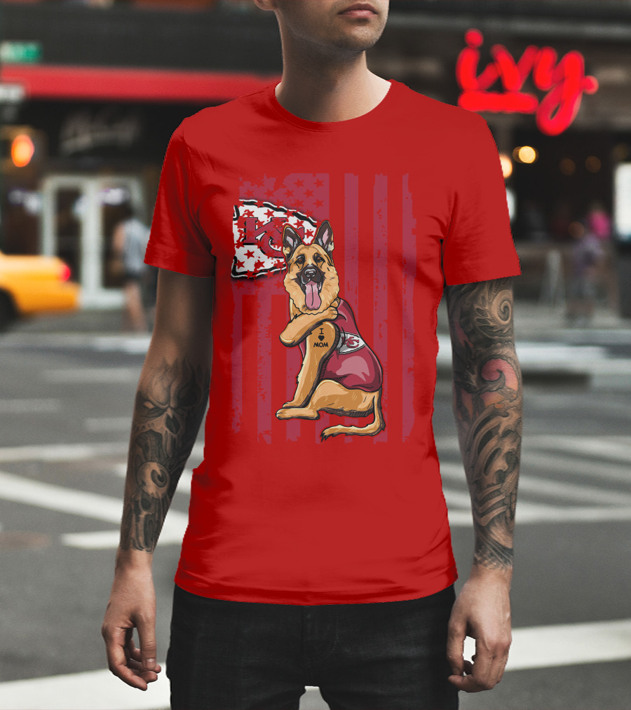 Kansas City Chiefs German Shepherd I Love Mom T-Shirt