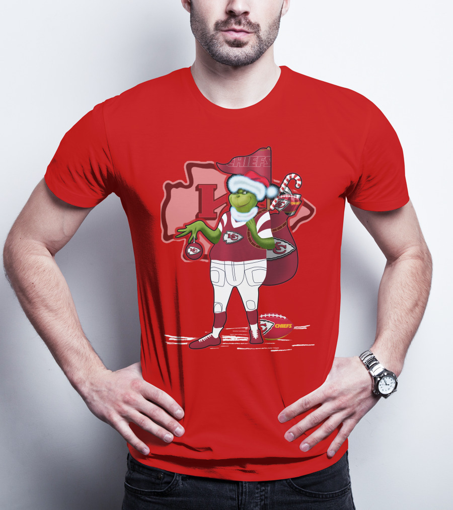 Grinchxmas Kansas City Chiefs Holiday Football Theme T-Shirt