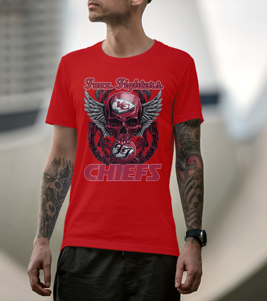 Foo Fighters Kansas City Chiefs Winged Skull T-Shirt
