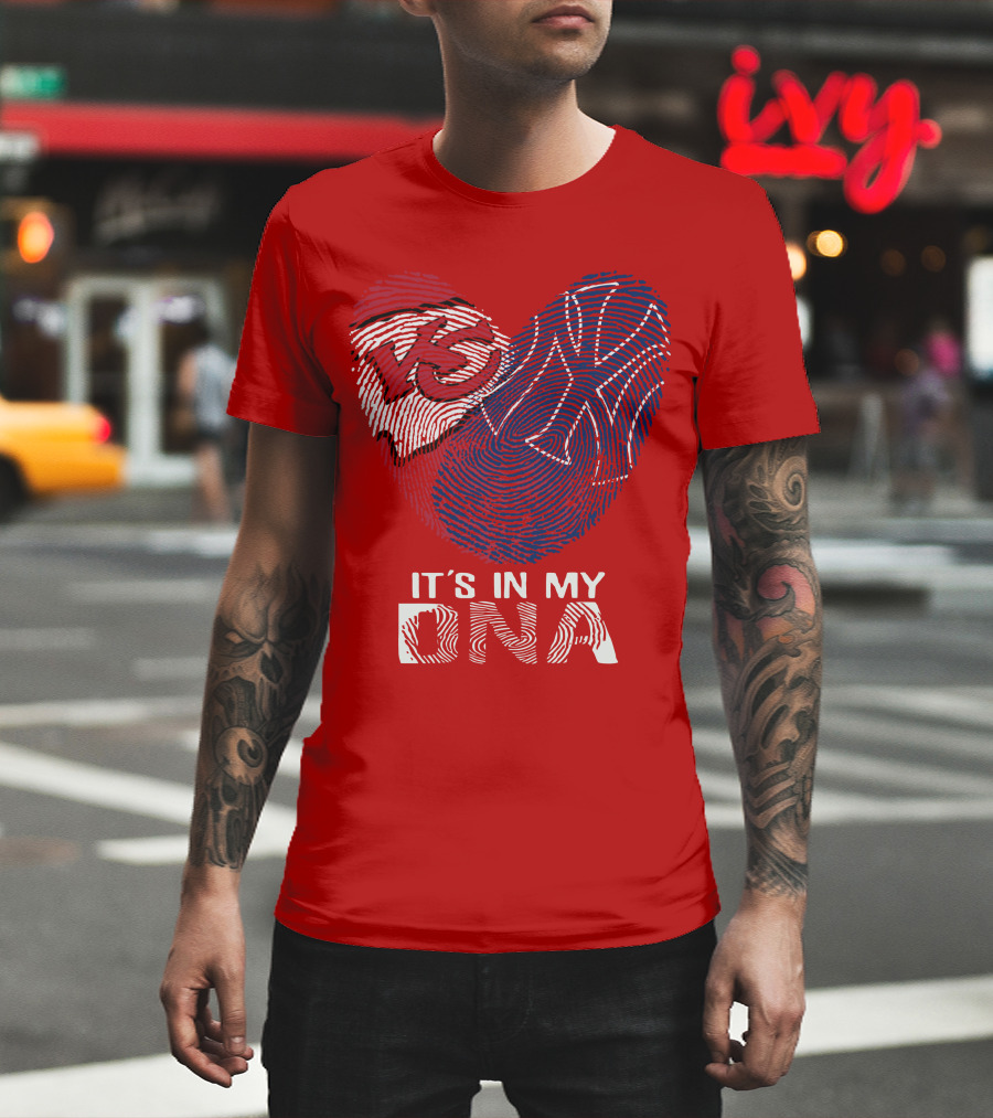 Kansas City Chiefs It's In My Dna Football Fingerprint Heart T-Shirt