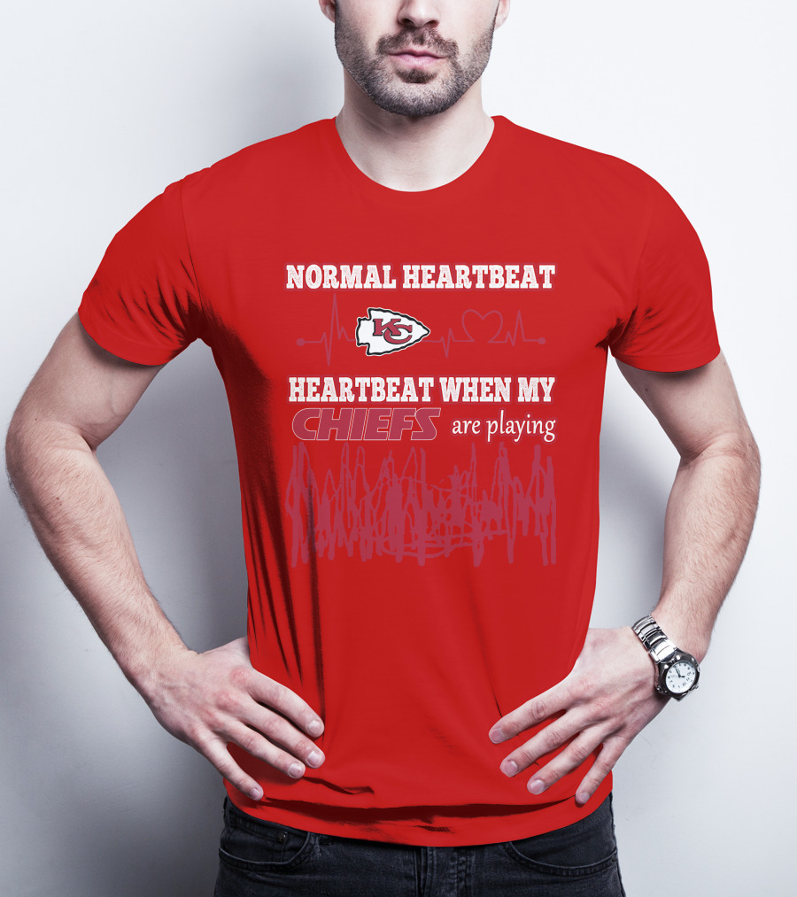 Normal Heartbeat Kansas City Chiefs Heartbeat When My Chiefs Are Playing T-Shirt