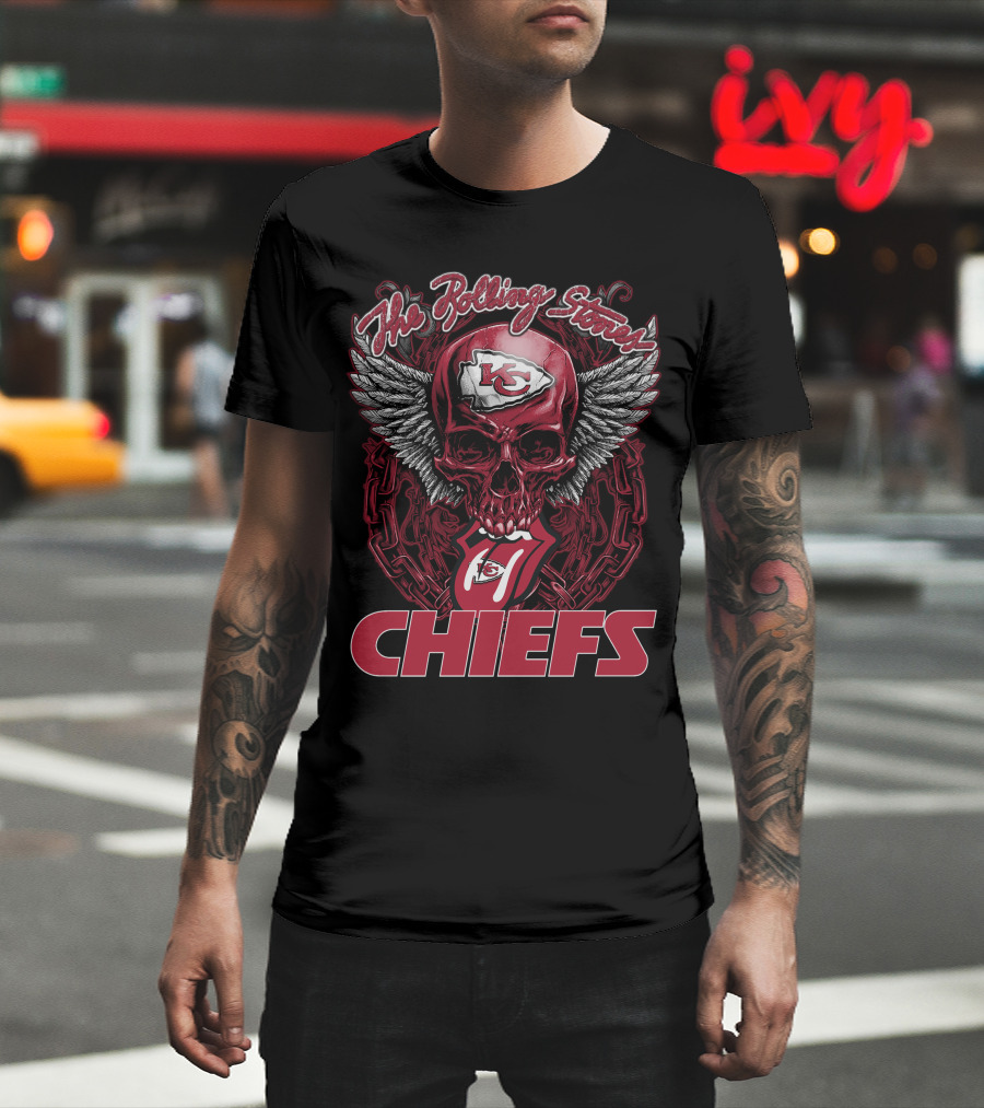 The Rolling Stones Kc Chiefs Winged Skull Tongue T-Shirt