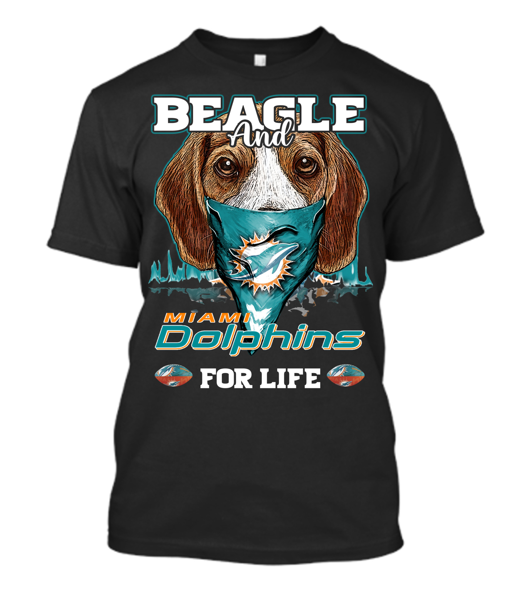 Beagle And Miami Dolphins For Life T-Shirt