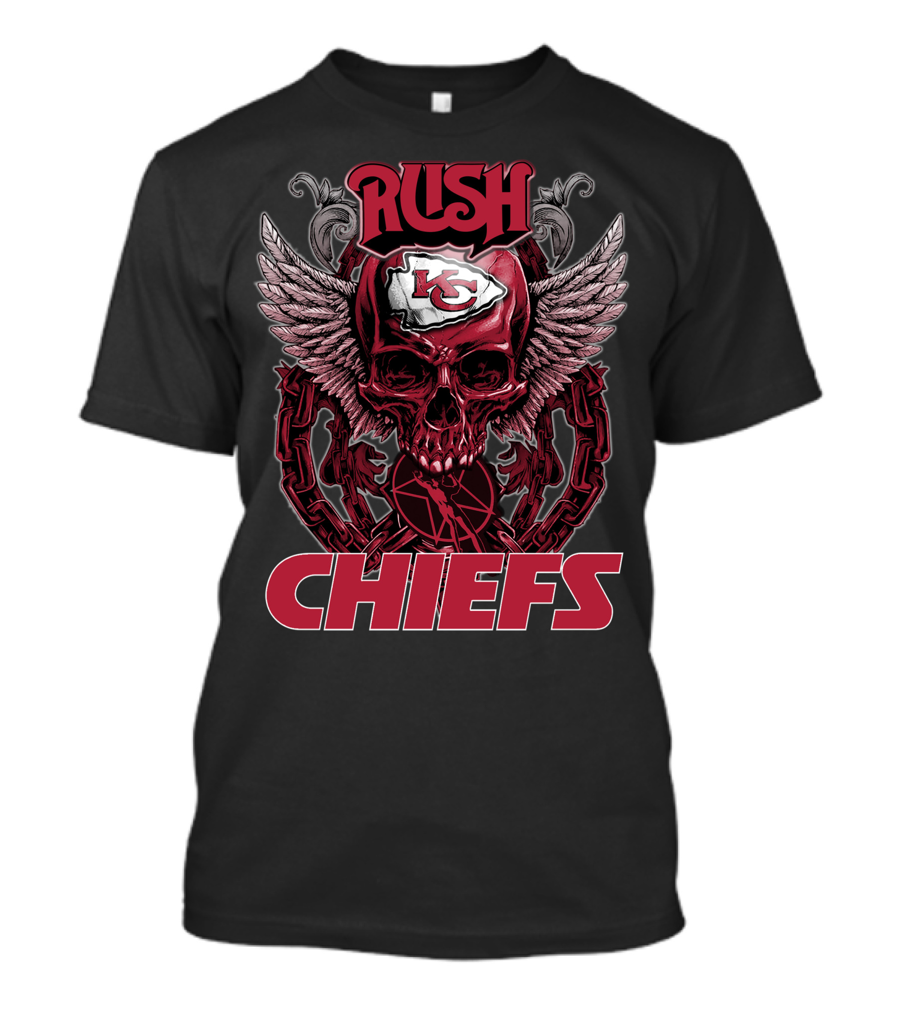 Rush Kansas City Chiefs Skull Winged T-Shirt
