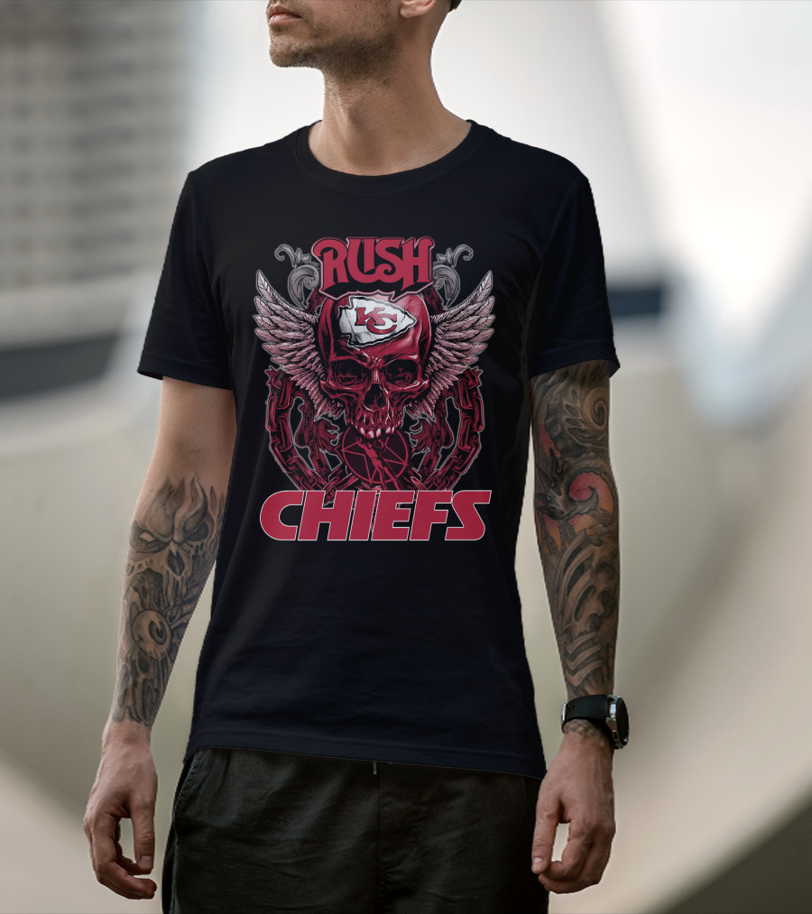 Rush Kansas City Chiefs Skull Winged T-Shirt