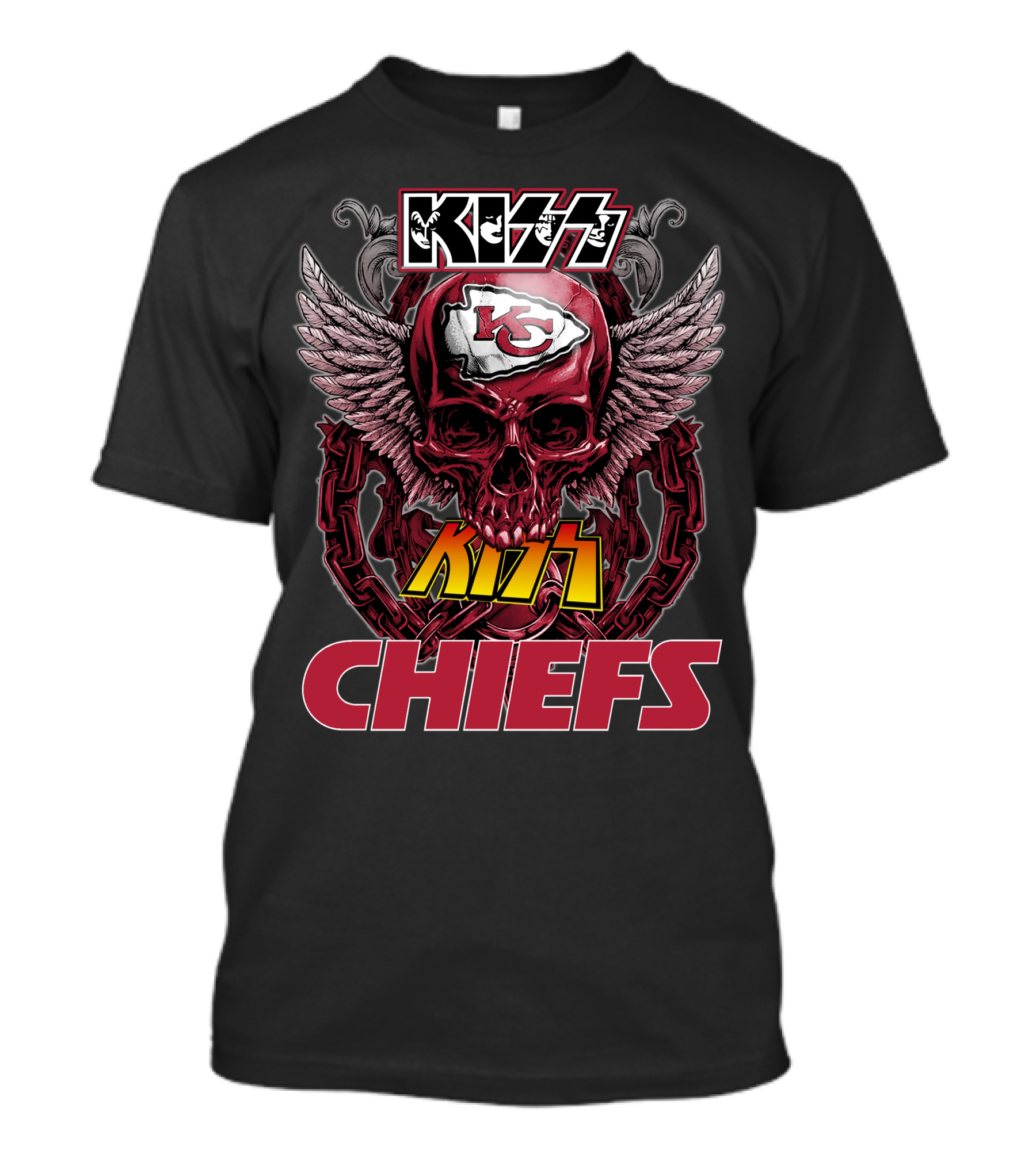 Kiss Chiefs Kansas City Chiefs Skull Winged T-Shirt