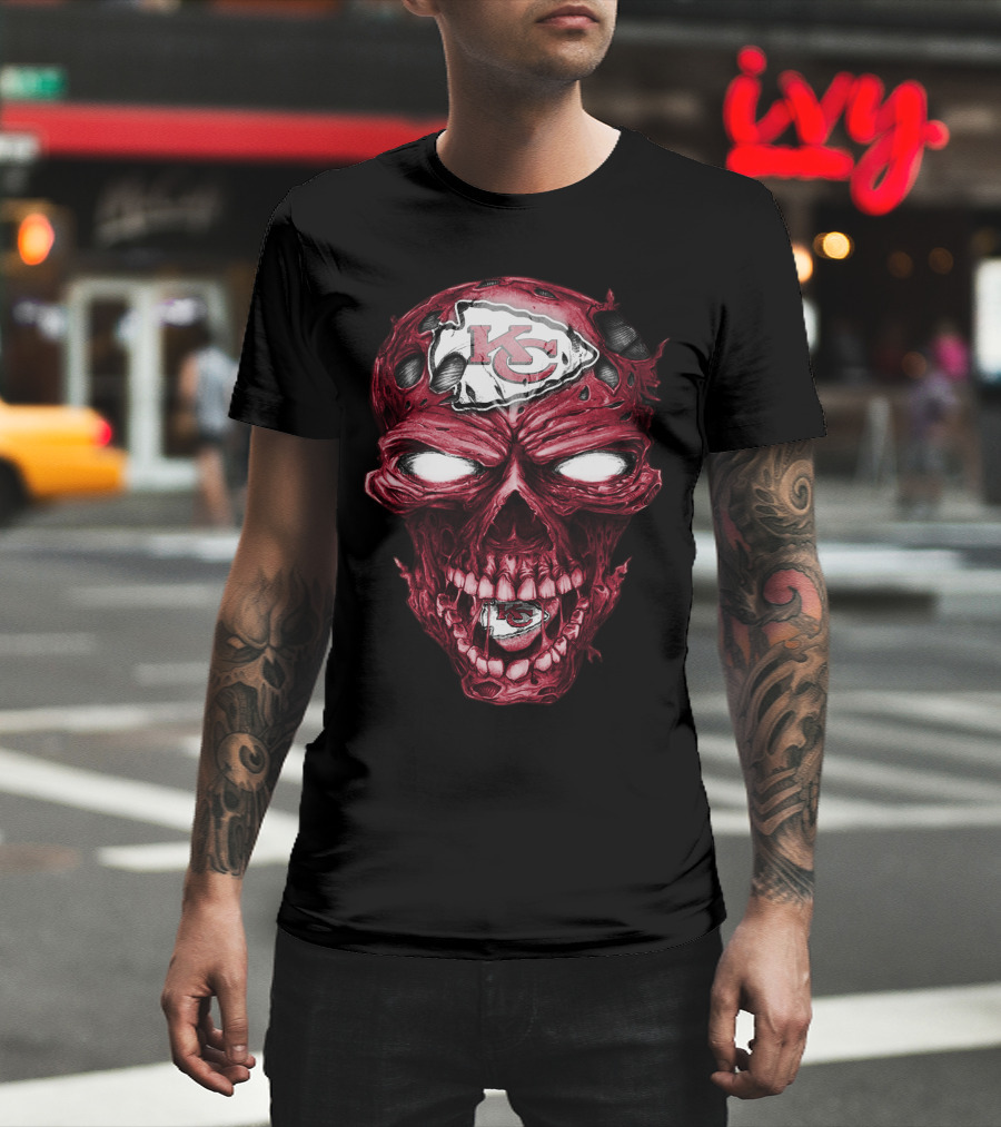 Kansas City Chiefs Skull Head T-Shirt
