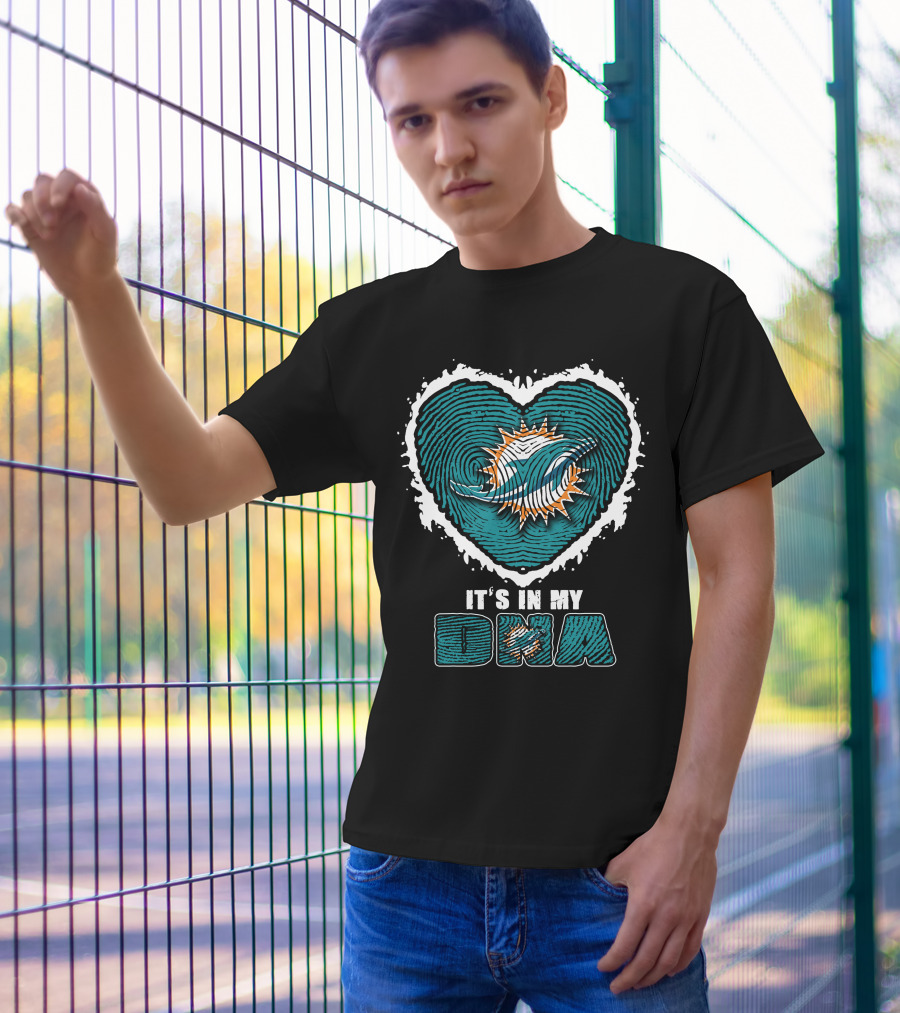 It's In My Dna Miami Dolphins Heart Fingerprint T-Shirt