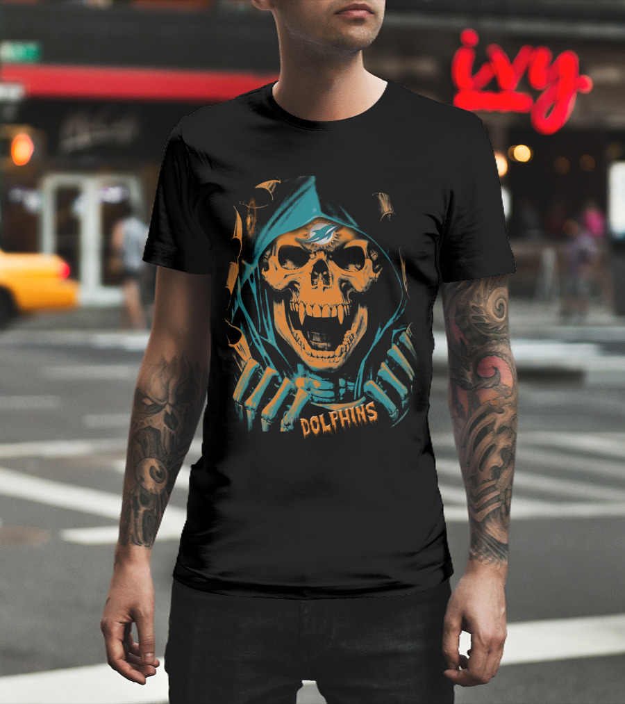 Miami Dolphins Skull Reaper Hoodie T-Shirt